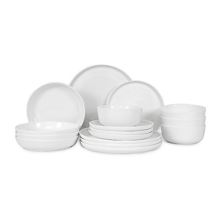 Table 12 Natural White 16-Pc Dinnerware Set  Service for 4 - White