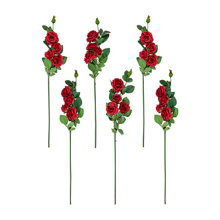 Click here for Northlight 35in Set Of 6 Red Real Touch Rose Artif... prices