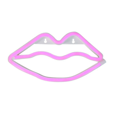 Northlight 10.5in Pink Lips Led Neon Style Valentine'S Day Wall Sign ...