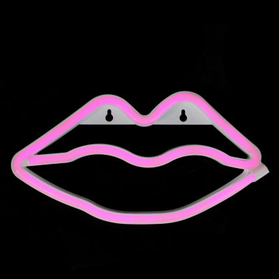 Northlight 10.5in Pink Lips Led Neon Style Valentine'S Day Wall Sign ...