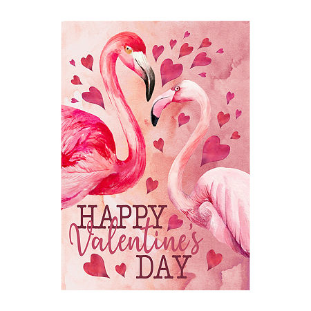 Northlight Happy Valentines Day Flamingo Outdoor Garden Flag 12.5 x 18 - Pink