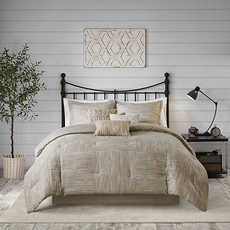 Madison Park Walter Seersucker 7-Pc. Comforter Set  Queen - Taupe