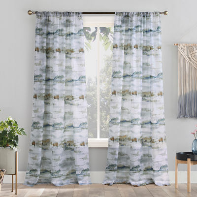 No 918 Picasso Rod Pocket Light-Filtering Single Curtain Panels, Color ...