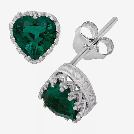 Click here for Lab-Created Emerald Sterling Silver Earrings  One... prices