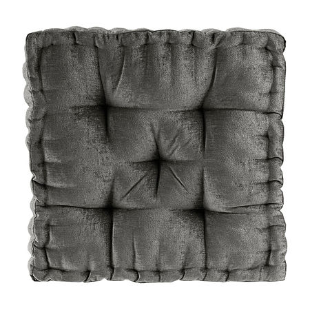 Intelligent Design Azza Chenille Decorative Floor Pillow  20 x 20 - Charcoal