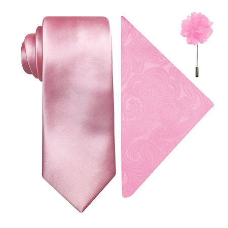 Click here for J. Ferrar Solid Tie Set  One Size  Pink prices