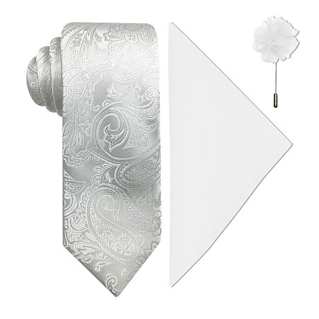 Click here for J. Ferrar Tonal Paisley Tie Set  One Size  White prices