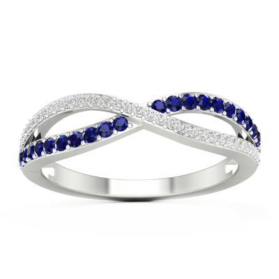 1/10 CT. T.W. Genuine Blue Sapphire 10K Gold Crossover Band - JCPenney