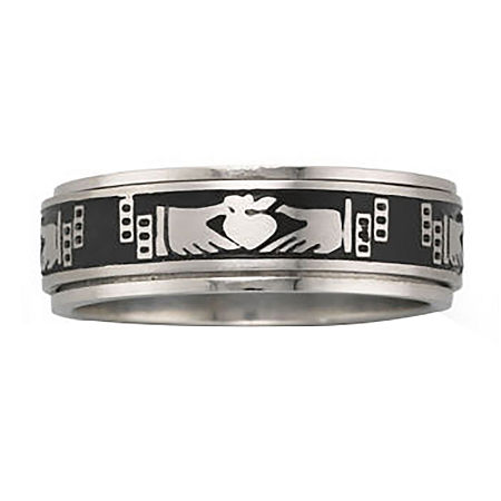 Click here for Mens Stainless Steel Claddagh Ring  8  Black prices
