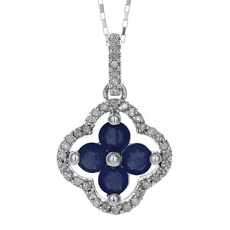 Click here for 1/8 CT. T.W. Diamond and Genuine Sapphire 10K Whit... prices