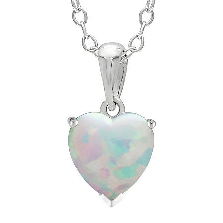 Click here for Heart-Shaped Lab-Created Opal Sterling Silver Pend... prices