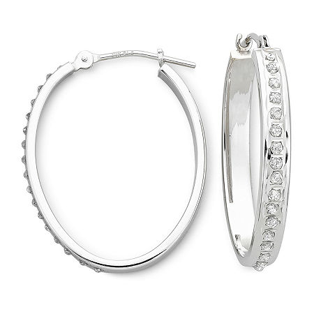 Click here for Diamond Fascination 14K White Gold Oval Hoop Earri... prices