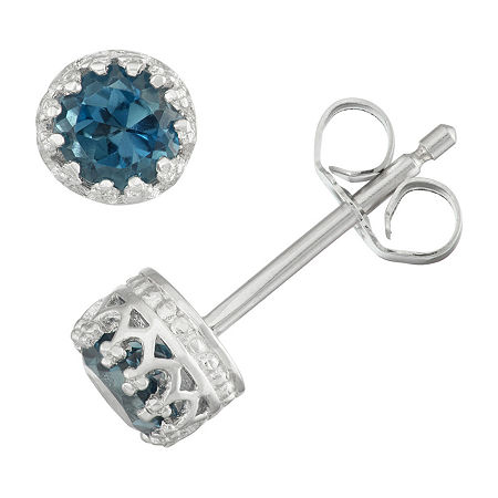 Click here for Genuine Blue Topaz Sterling Silver 5.2mm Stud Earr... prices