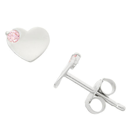 Click here for Pink Cubic Zirconia Sterling Silver 6.9mm Heart St... prices