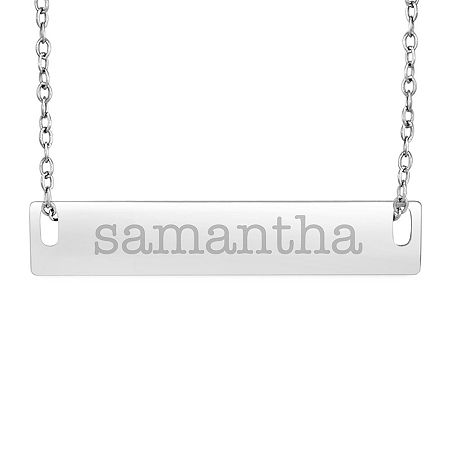 Click here for Personalized Sterling Silver Name Bar Necklace  On... prices