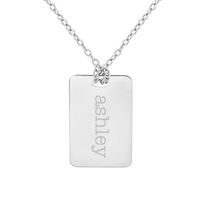 Personalized Sterling Silver Name Dog Tag, Color: White - JCPenney