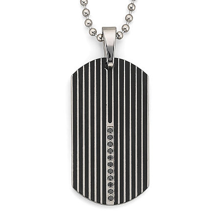 Click here for Dog Tag Necklace  .15 ct. t.w. Diamond Steel  One... prices
