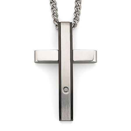 Click here for Two-Tone Diamond-Accent Stainless Steel Cross Pend... prices