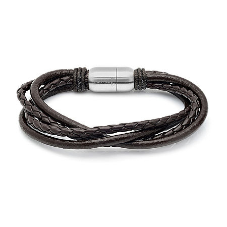 Click here for Steeltime Braided Leather Mens Stainless Steel Wra... prices