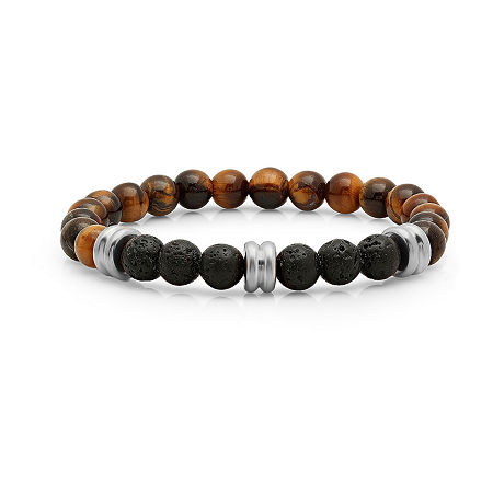 Click here for Steeltime Mens Tigers Eya & Black Lava Beaded Brac... prices