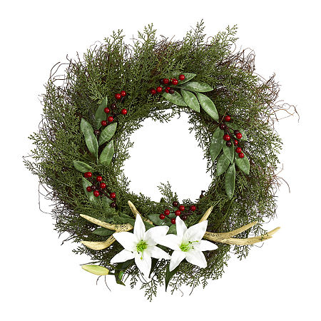 Click here for Nearly Natural 20in. Cedar; Antlers; Lily And Rusc... prices