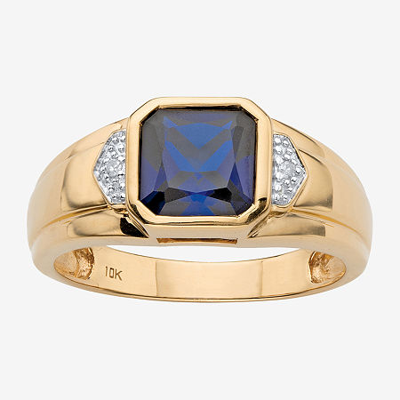 Click here for Mens Lab Created Blue Sapphire 10K Gold Fashion Ri... prices