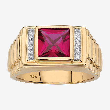 Click here for Mens Simulated Red Cubic Zirconia 18K Gold Over Si... prices