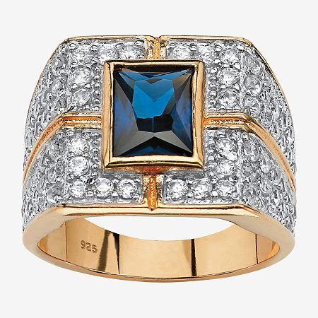 Click here for Mens Genuine Blue Sapphire 18K Gold Over Silver Fa... prices