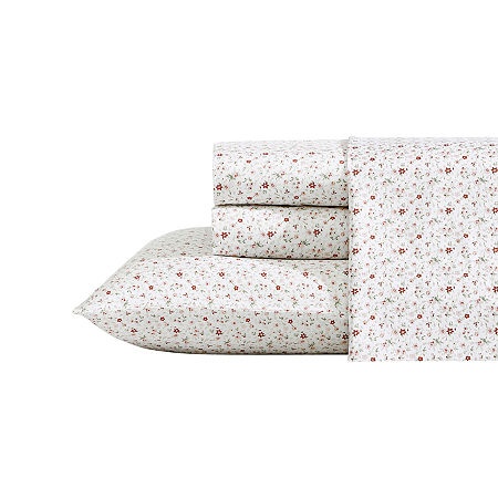 Closeout! Laura Ashley 300 Thread Count Cotton Sateen 4-Pc. Sheet Set  Queen - Evie
