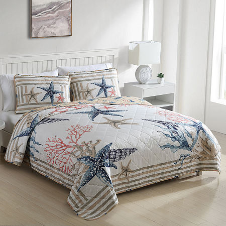 Click here for Caribbean Joe Coastal Print 3-pc. Quilt Set  One S... prices