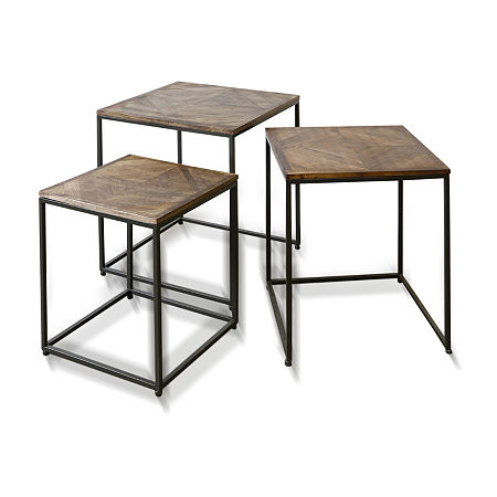 Click here for StyleCraft Logan Dark Wood Nested Side Tables - Se... prices