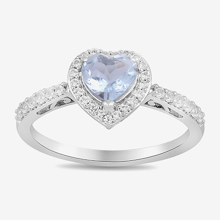 Click here for Womens Genuine Blue Aquamarine Sterling Silver Hea... prices