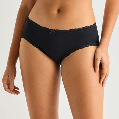 Click here for Arizona Body Cotton with Lace Hipster  Medium  Bla... prices