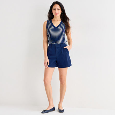 Click here for St. Johns Bay Womens Pleated Short  12  Blue prices