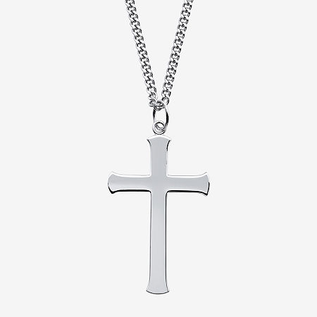 Click here for Mens Sterling Silver Cross 24 Inch Pendant Necklac... prices