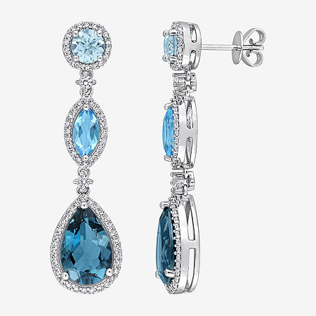 Click here for Genuine London Blue Topaz 14K White Gold Drop Earr... prices