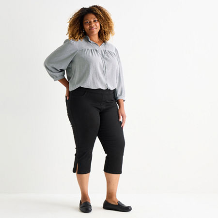 Click here for St. Johns Bay Womens Plus Cropped Pant  22w  Black prices