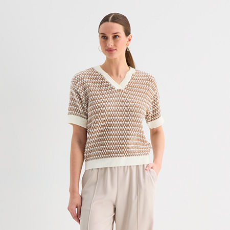 Click here for Stylus Womens Crew Neck Short Sleeve Pullover Swea... prices