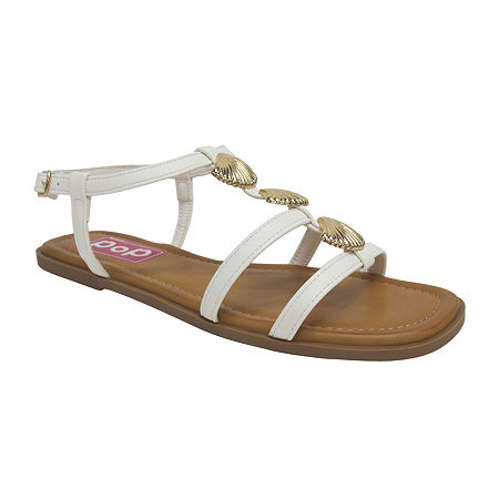 Click here for Pop Womens Crysella Strap Sandals  9 Medium  White prices