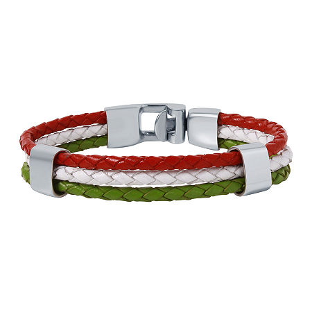 Click here for Mens Tri-Color Leather Stainless Steel Bracelet  O... prices