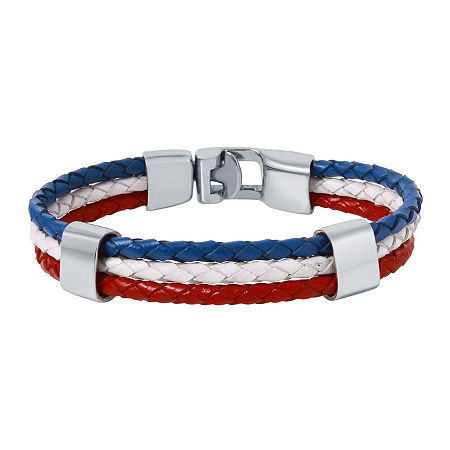 Click here for Mens Tri-Color Leather Stainless Steel Bracelet  O... prices