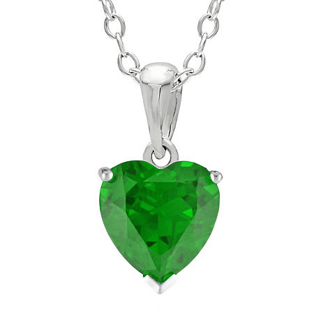 Click here for Heart-Shaped Lab-Created Emerald Sterling Silver P... prices