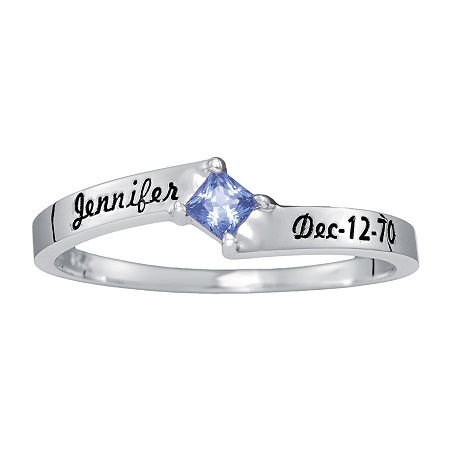 Click here for Personalized Womens Simulated Sterling Silver Squa... prices