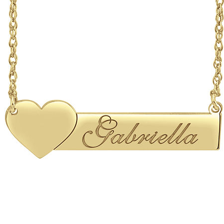 Click here for Personalized Womens 24K Gold Over Silver Heart Bar... prices