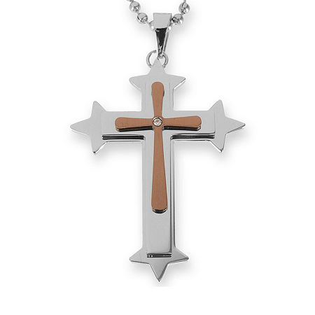 Click here for Mens Diamond-Accent Cross Pendant Necklace  One Si... prices
