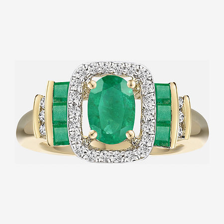 Click here for Genuine Gemstone & 1/7 CT. T.W. Diamond 10K Gold O... prices