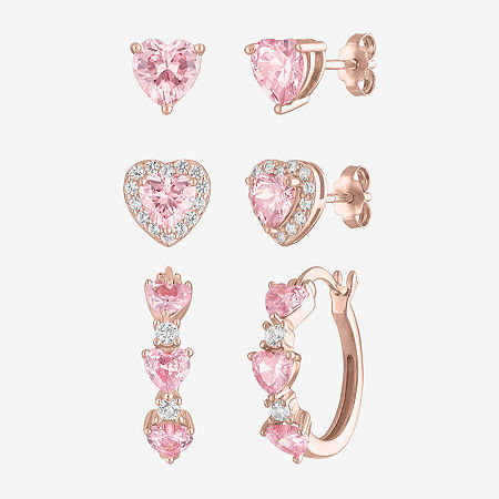 Click here for Gemstone 14K Gold Over Silver Heart 3 Pair Jewelry... prices