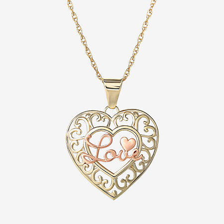 Click here for Womens 10K Two Tone Gold Heart 18 Inch Pendant Nec... prices