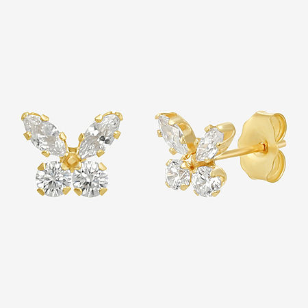 Click here for Cubic Zirconia 10K Gold 6mm Butterfly Stud Earring... prices