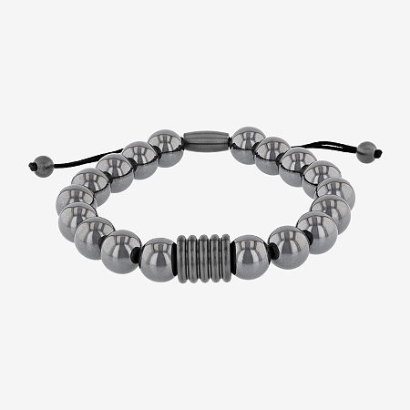 Click here for Mens Genuine Gray Hematite Beaded Bracelet  One Si... prices